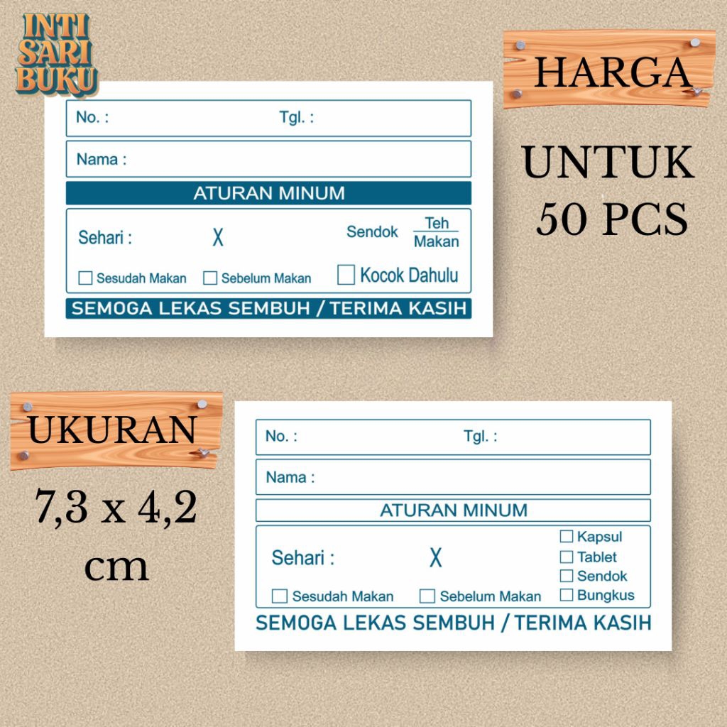Jual Etiket Obat / Stiker Obat Isi 50 Pcs / Stiker Lebel Obat / Lebel ...