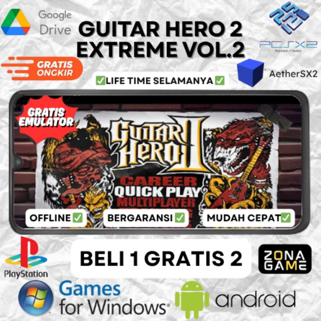Jual Guitar Hero 2 Extreme Vol.2 Bisa Main di Android / PC | GAME PS2 BELI 1 GRATIS 2 + Emulator ...