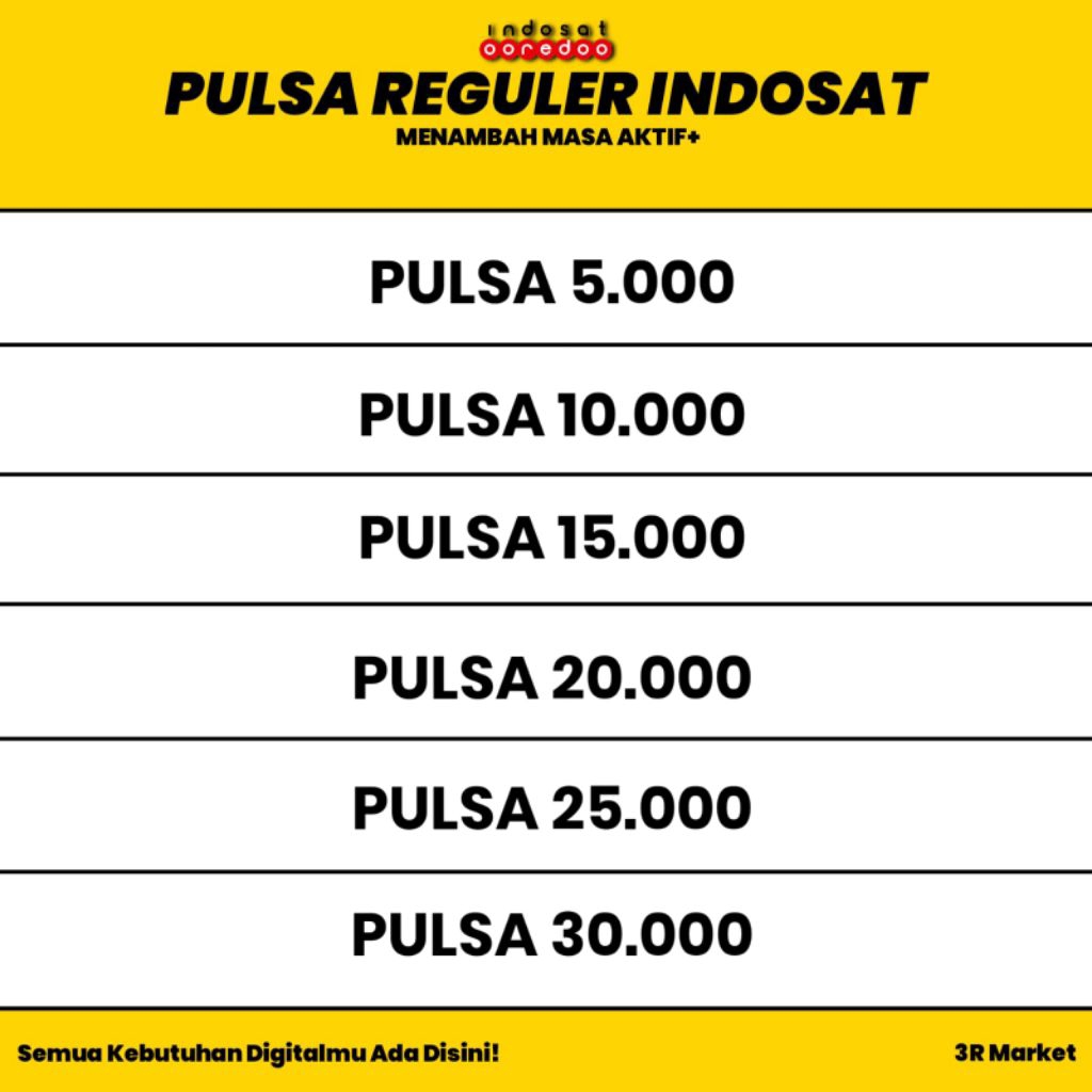 Jual PULSA INDOSAT 5K 10K 15K 20K 25K 30K Reguler Termurah 5000 Rupiah ...
