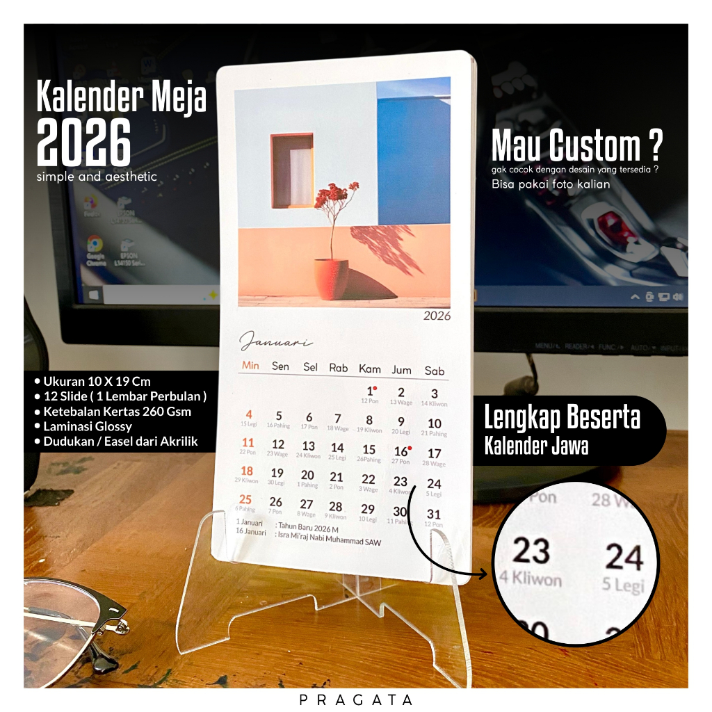 Jual KALENDER MEJA DUDUK AESTHETIC 2026, KALENDER ESTETIK LENGKAP ...