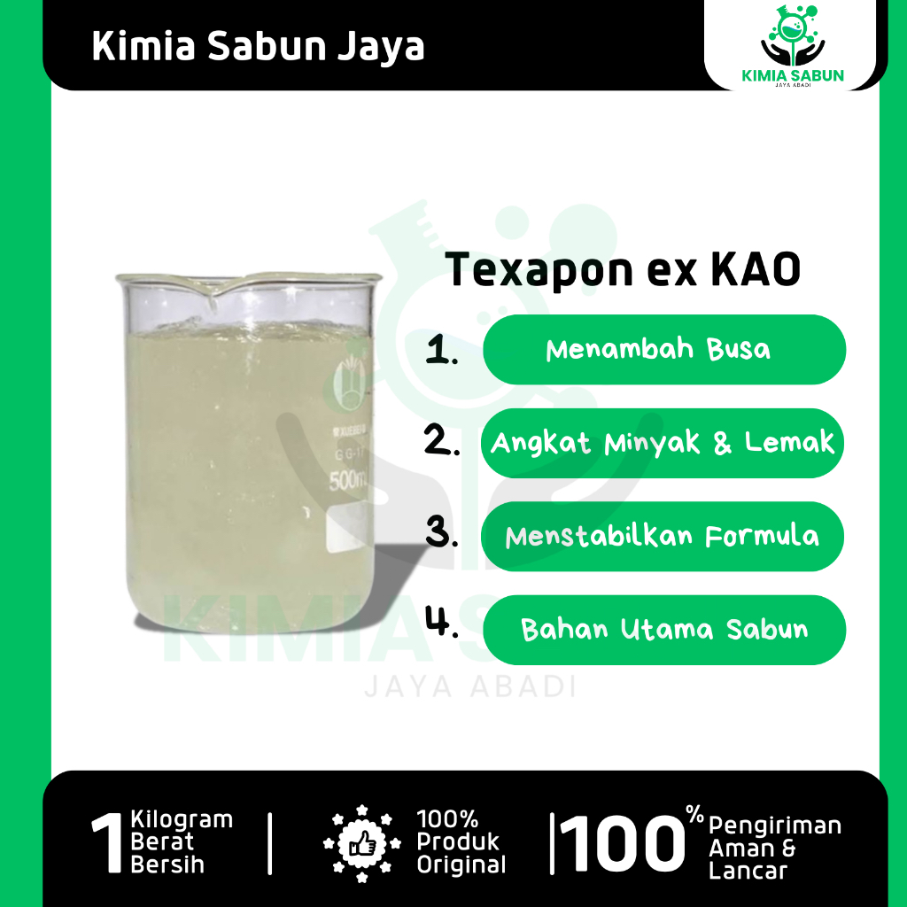 Jual Texapon ex KAO 1 Kg – Bahan Kimia Sabun Cair, Shampoo, Sabun Cuci ...