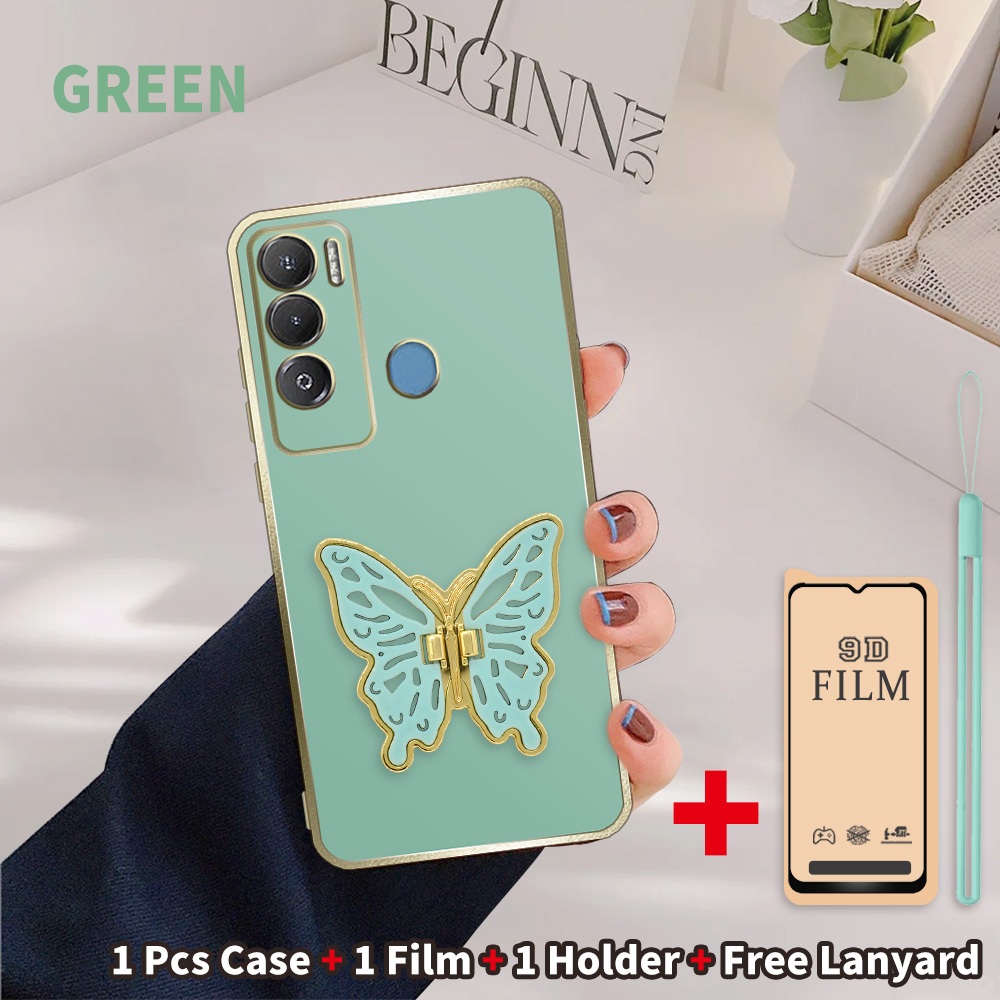 Jual 3 in 1 Soft Case Tecno Pova Neo LE6 LE6h With Butterfly Stand ...