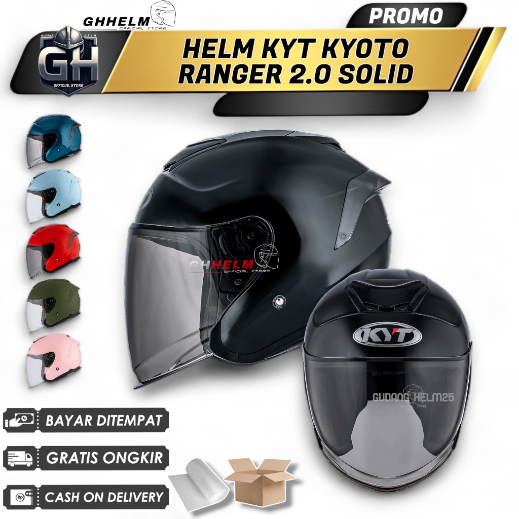 Jual HELM KYT KYOTO RANGER 2.0 SOLID ALL VARIAN WARNA HELM HALF FACE ...