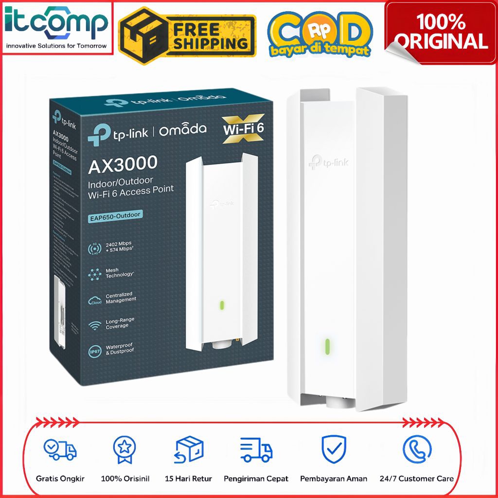 Jual TP-Link EAP650-Outdoor PoE Omada HD Bridge AX3000 Wi-Fi 6 Dual ...