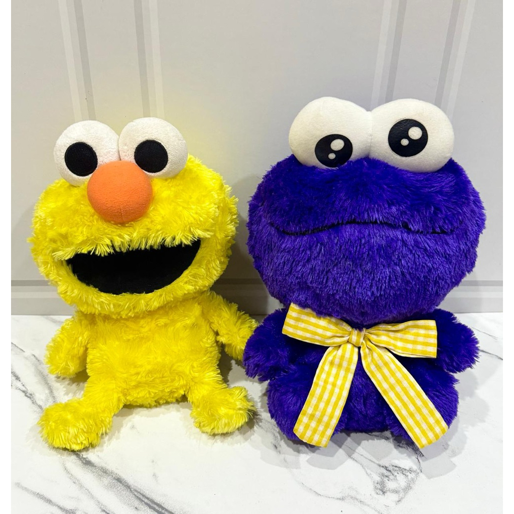 Jual Boneka Plushie Cookie Monster Ungu & Elmo Kuning Sesame Street ...