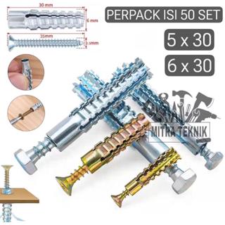 Jual Per Pack Isi 50 Set Angkur Baut Tembok 5x30mm 6x30mm Expansion ...