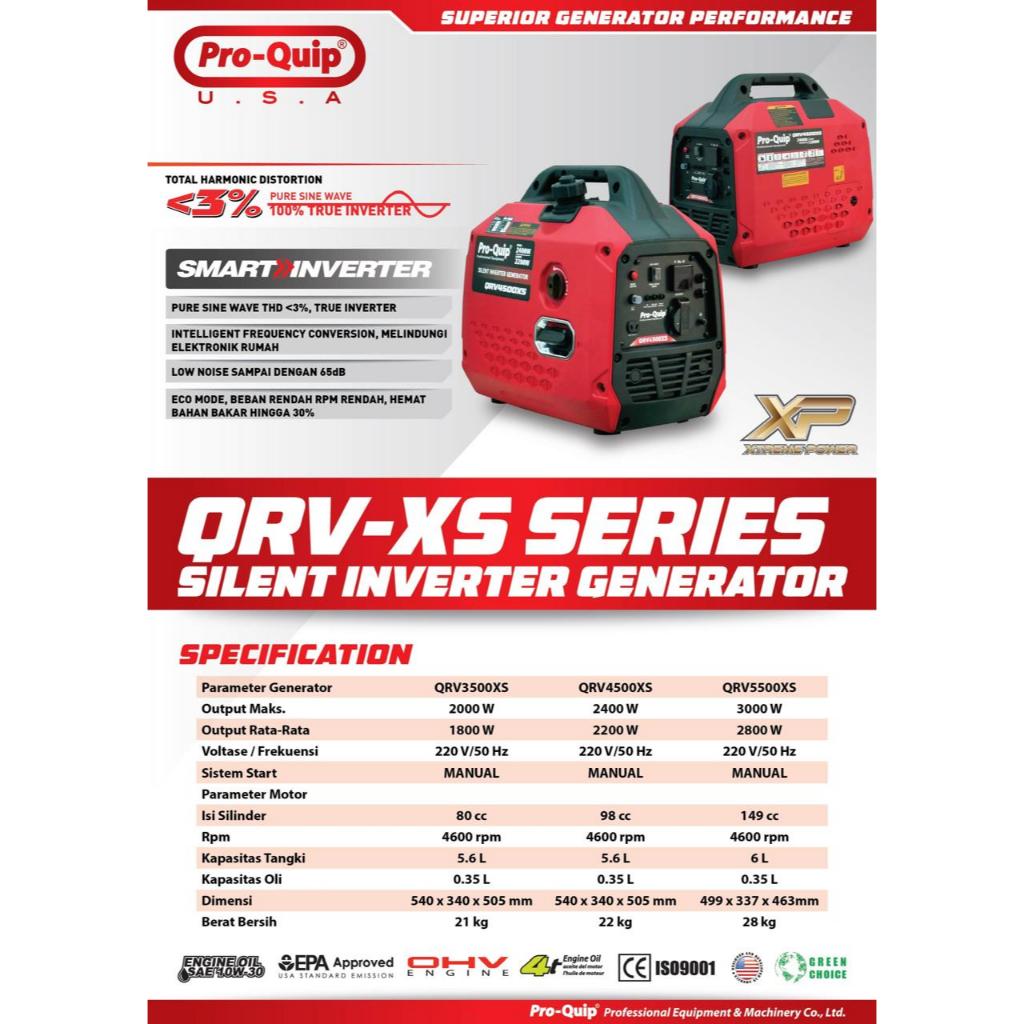 Jual PROQUIP QRV 4500 XS Genset SUPER Silent 2200 Watt USA PURE SINE ...
