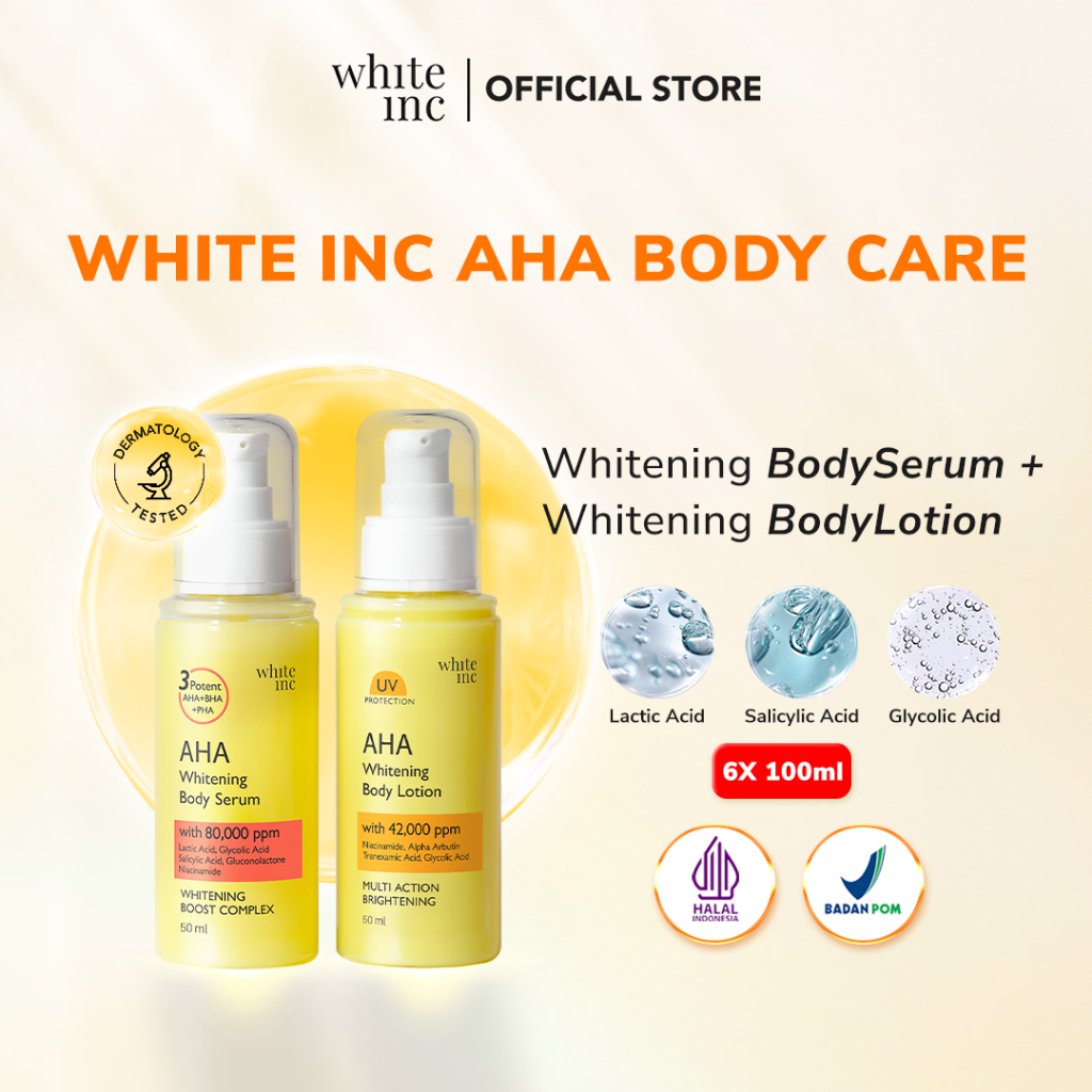 Jual [PACKAGE 3] WHITE INC AHA Body Serum & Body Lotion to Whitening ...