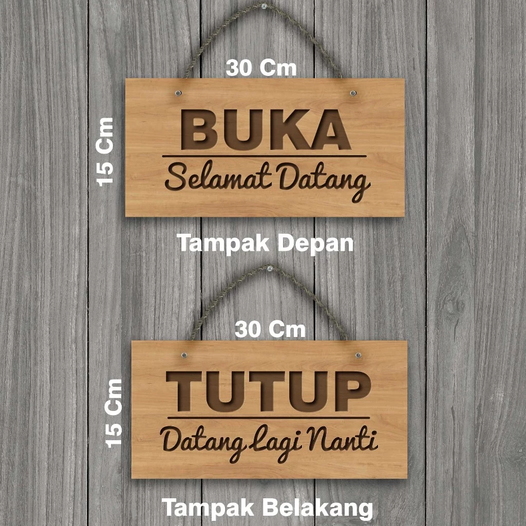 Jual Papan Sign Plang Open Close/Buka tutup toko bolak balik Uk 30 x 15 ...