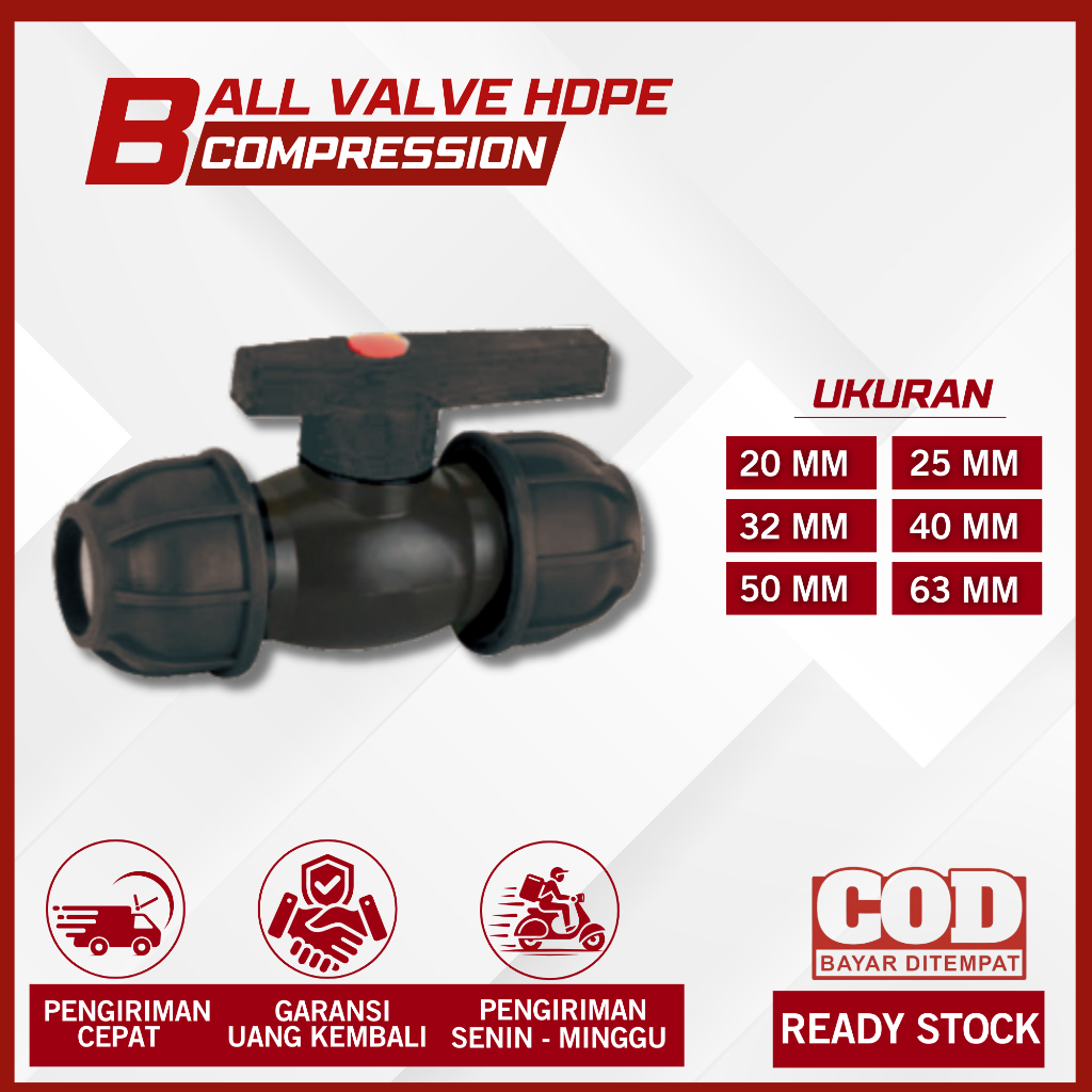 Jual HDPE Ball Valve Compression 40 MM ( 1-1/4 Inch) - Fitting Hdpe ...