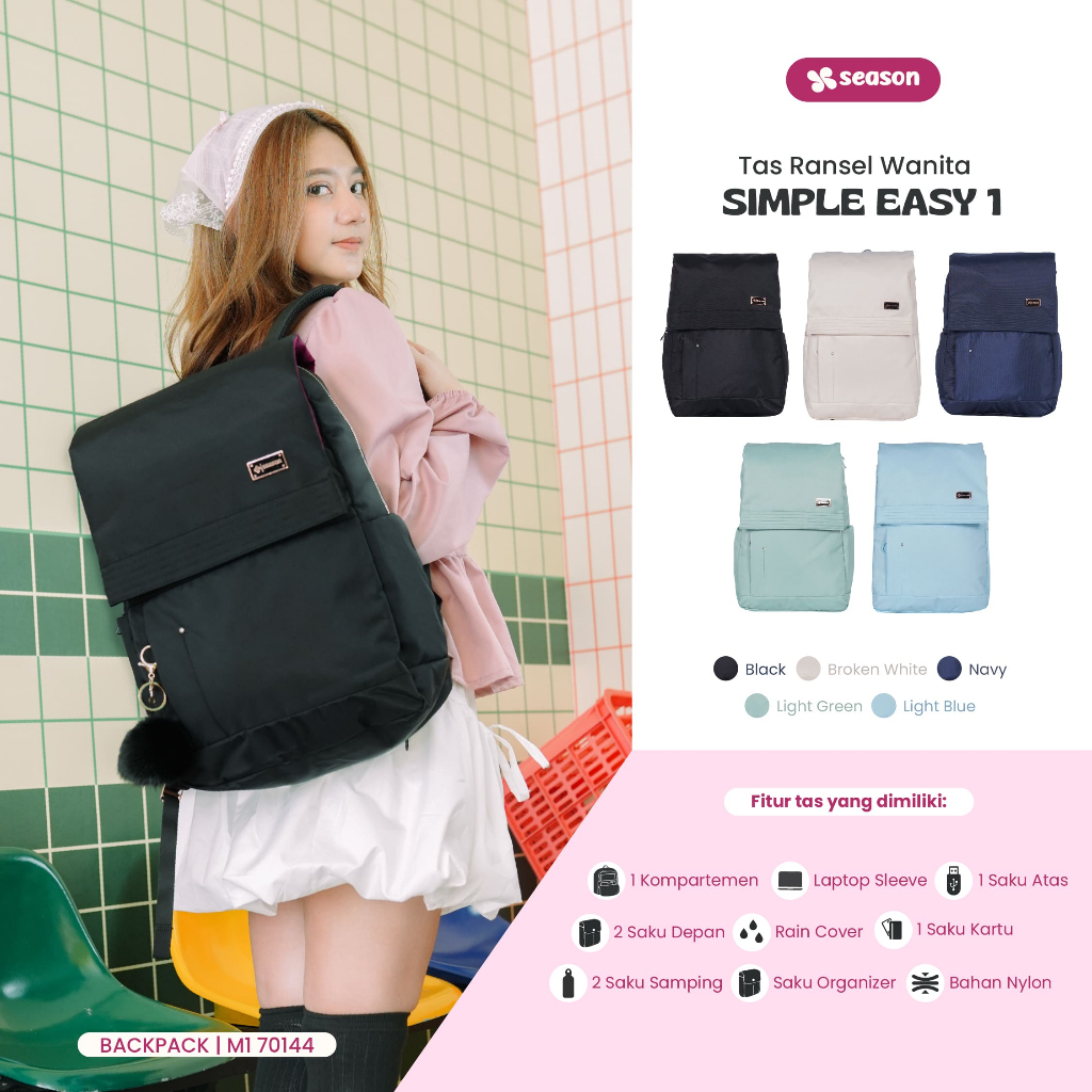 Jual Tas Ransel Sekolah Wanita Season Simple Easy 1 | Shopee Indonesia