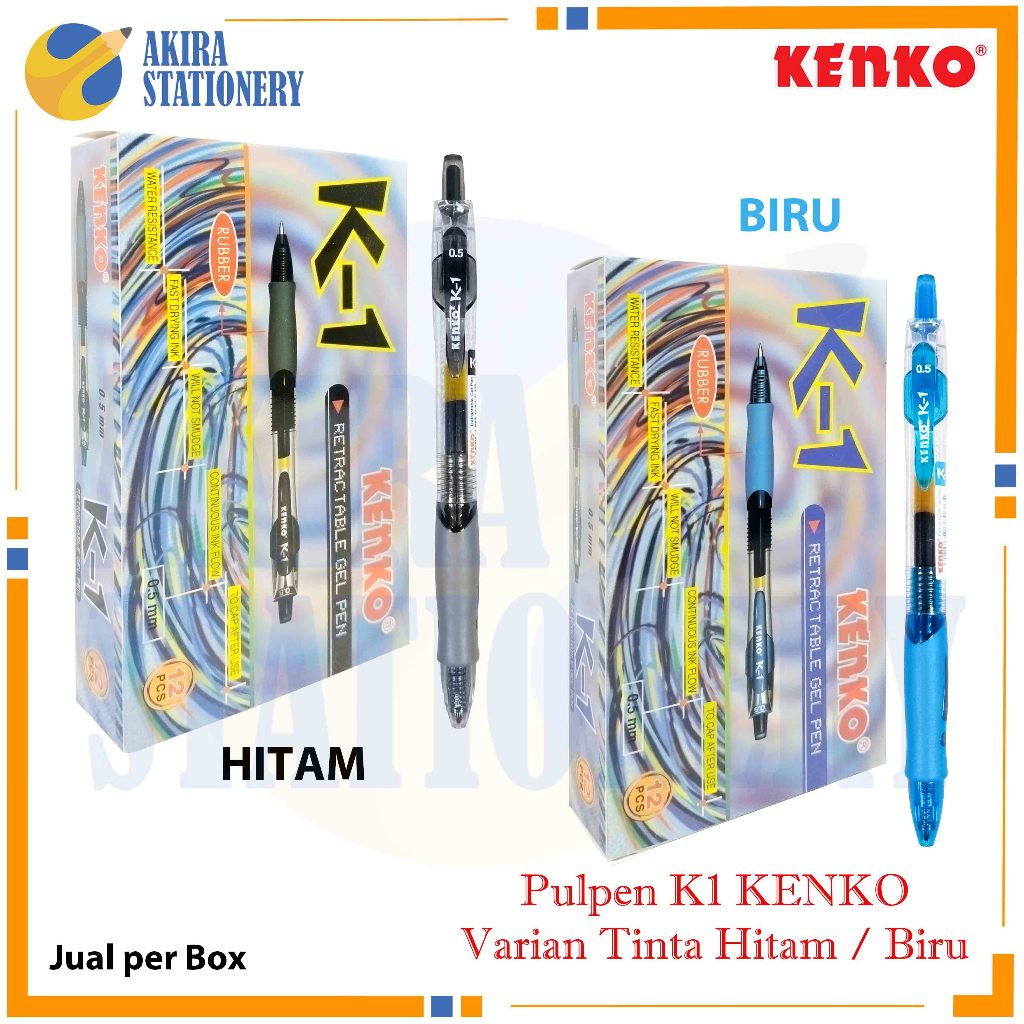 Jual Pulpen KENKO K1 0.5 mm Cetek / Pen Gel Kenko K 1 Hitam - Biru 05mm ...
