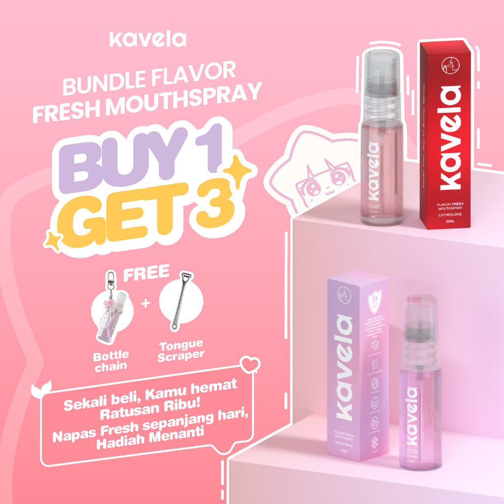 Jual [ BUY 1 GET 3 ] KAVELA Flavor Fresh Mouth Spray - Fresh Spray ...