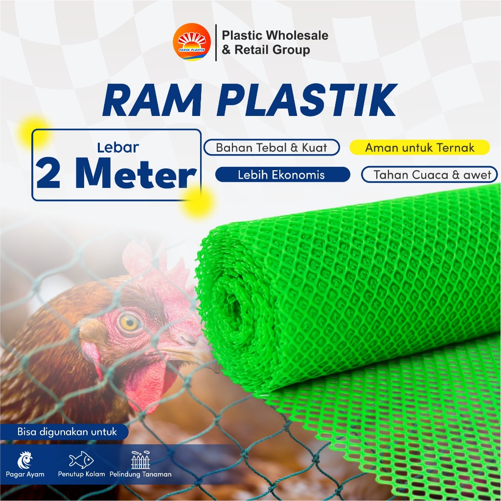 Jual Jaring Ram Plastik Lebar 2 Meter Untuk Alas Lantai Ayam Pagar Ayam ...