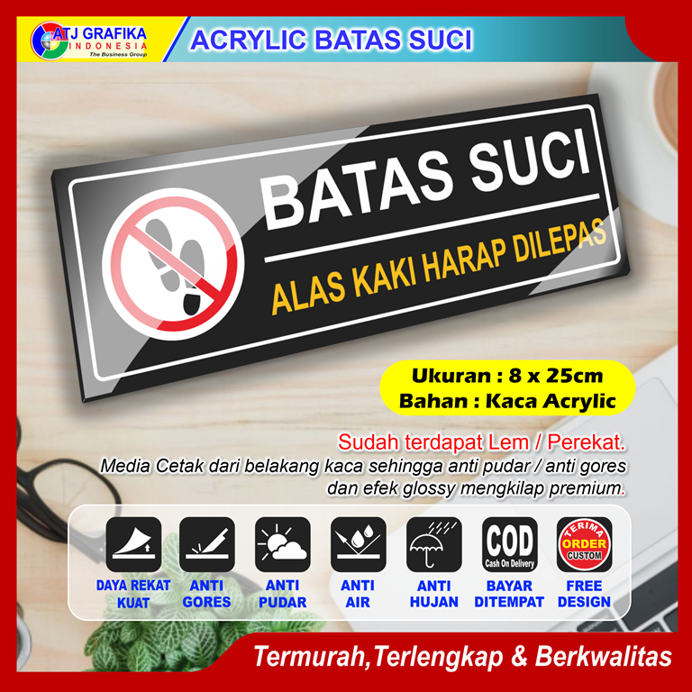 Jual PREMIUM ACRYLIC batas suci alas kaki harap dilepas akrilik sign ...
