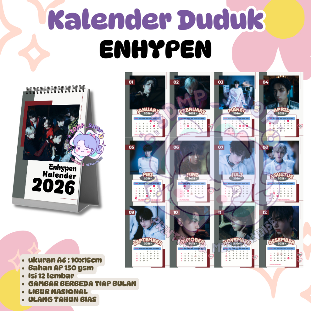 Jual KALENDER DUDUK 2026 KPOP ENHYPEN Jake Jay Sunghoon Sunoo Jungwon ...