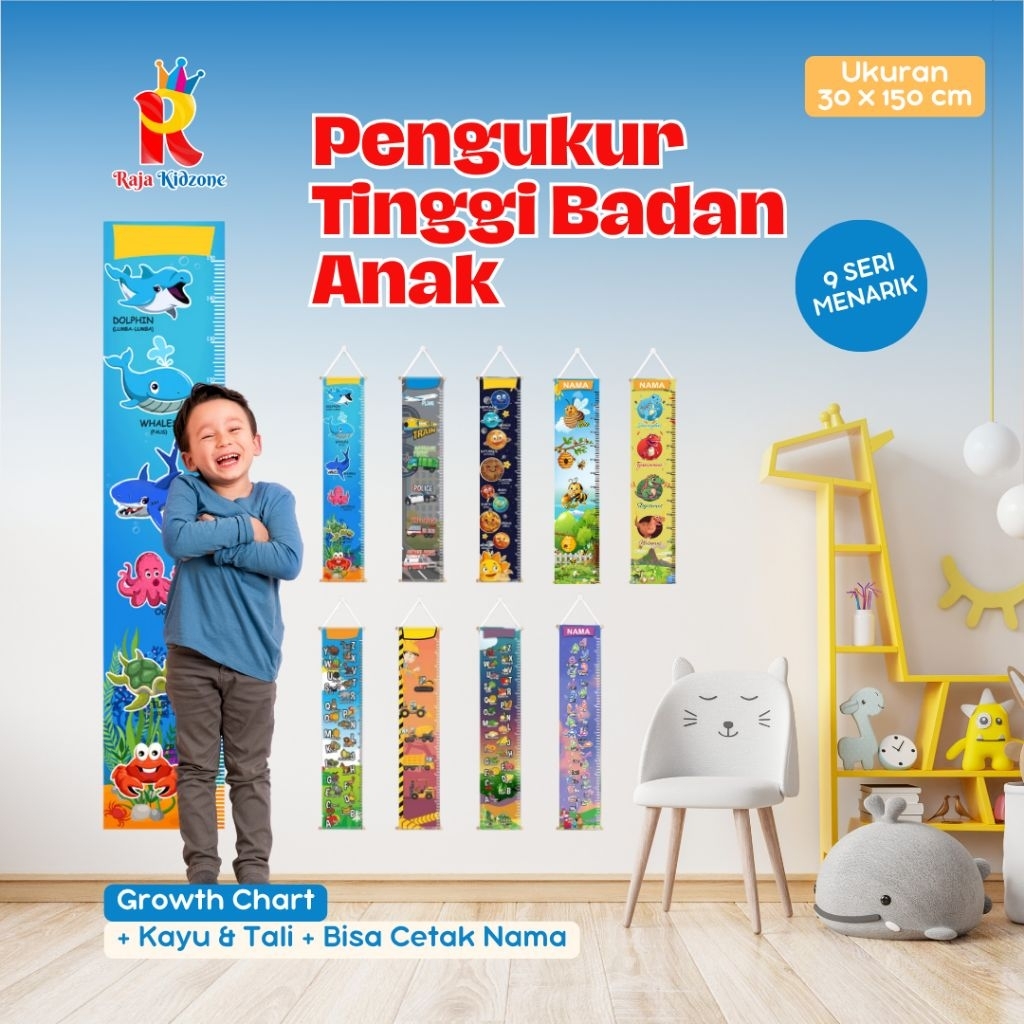 Jual Poster pengukur tinggi badan / Growth Chart anak Usia 10 tahun ...