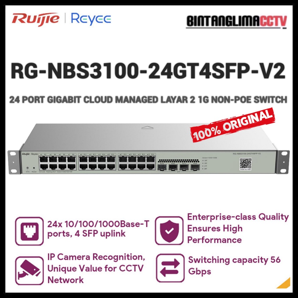 Jual RUIJIE REYEE RG-NBS3100-24GT4SFP-V2 24 PORT GIGABIT CLOUD MANAGED ...