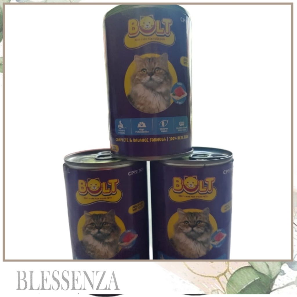 Jual Bolt Cat Kaleng 400Gram Wet Food, Adult & Mother Kitten Tuna ...