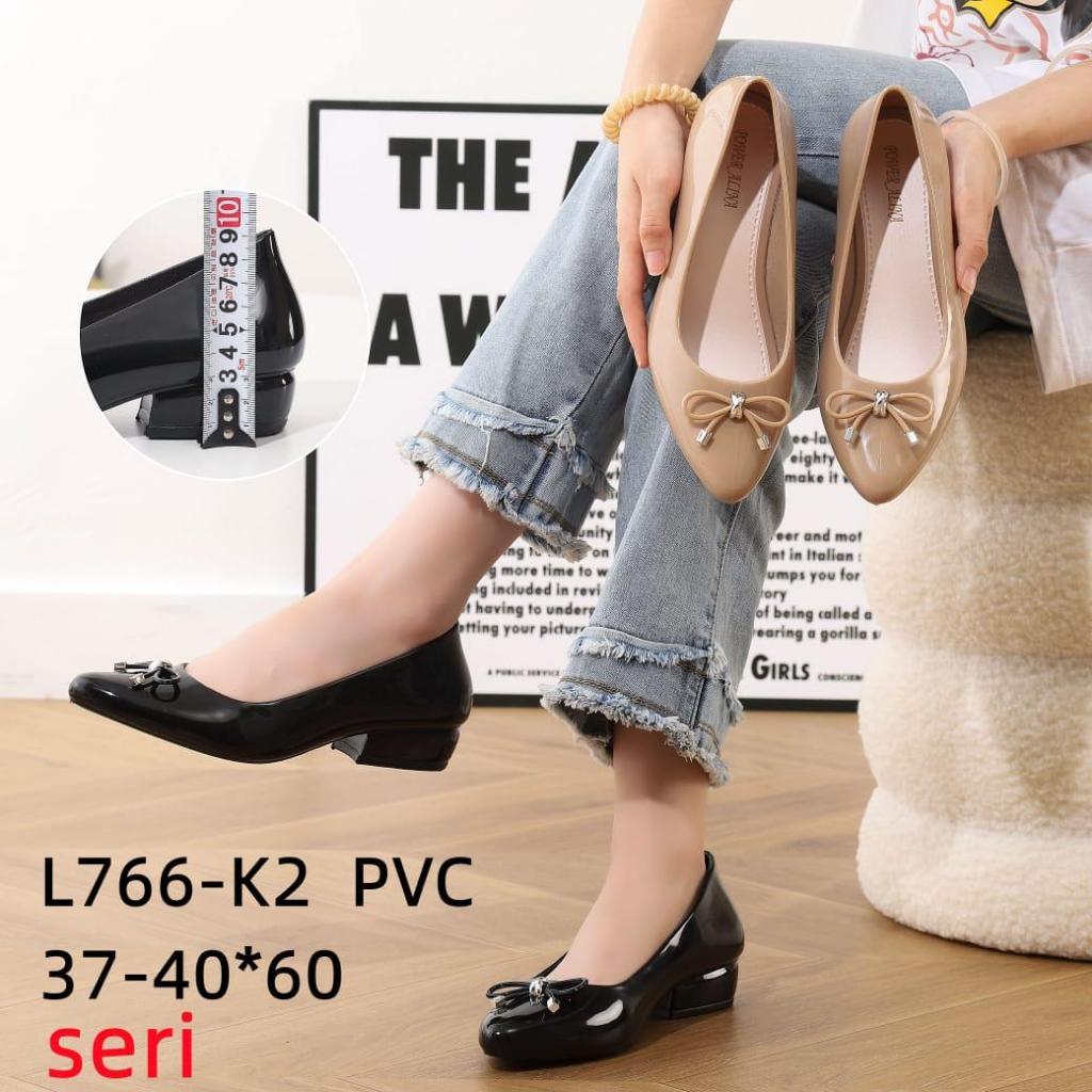 Jual FAUSTINE Sepatu Heels Wanita L766-K2 PVC Heels Pendek Elegan ...