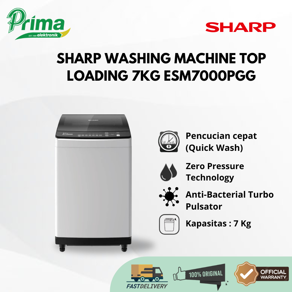 Jual SHARP WASHING MACHINE TOP LOADING 7KG ESM7000PGG NEW | Shopee ...