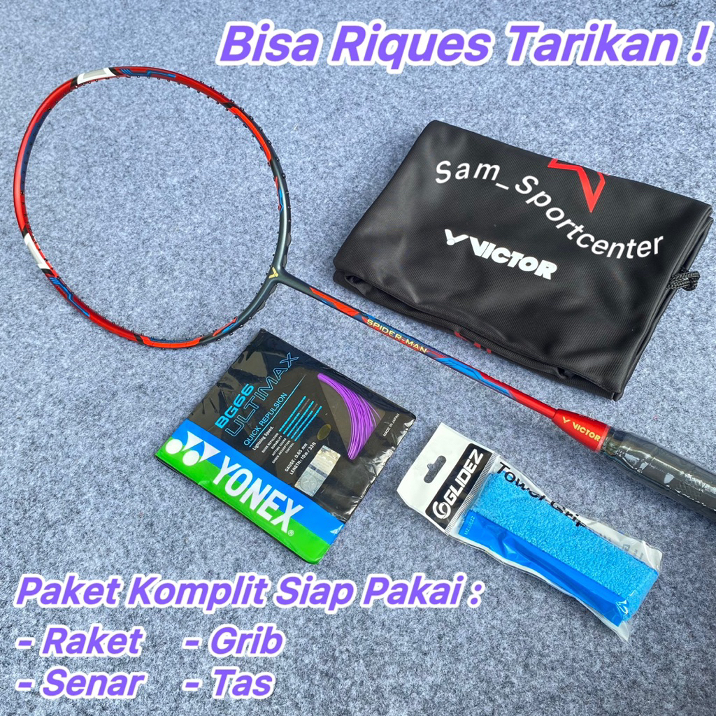 Jual Raket Badminton Vic Spiderman Dewasa Siap Pakai Full Carbon CH ...