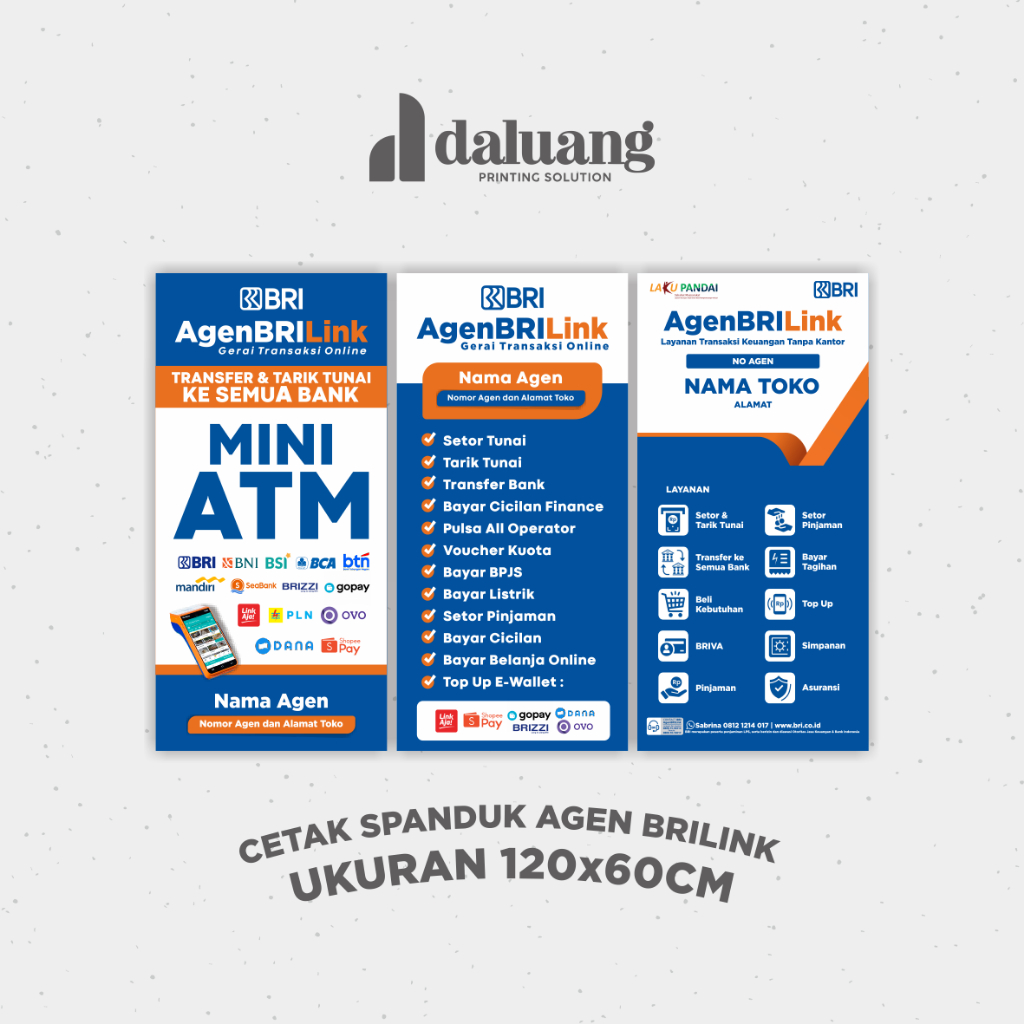 Jual Spanduk Agen BRILink Custom Nama Toko Agen BRI | Banner Mini ATM ...