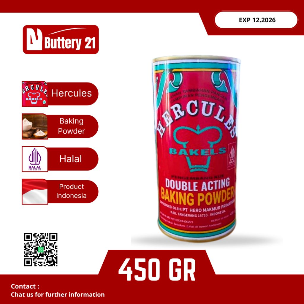 Jual HERCULES BAKING POWDER DOUBLE ACTING 450 GR/BAKING POWDER/BAKELS ...