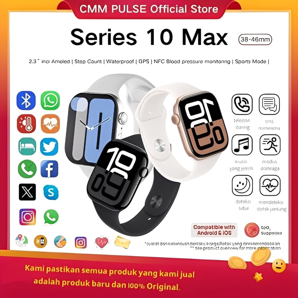 Jual CMM PULSE New SmartWatch S10 Pro 2.3 Inci HD AMOLED Display GPS ...