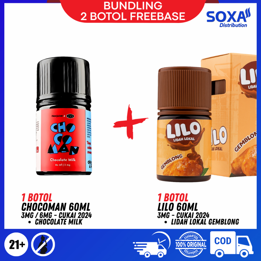Jual PAKET 2 BOTOL FREEBASE ( CHOCOMAN 60ML - CHOCOLATE MILK + LILO ...