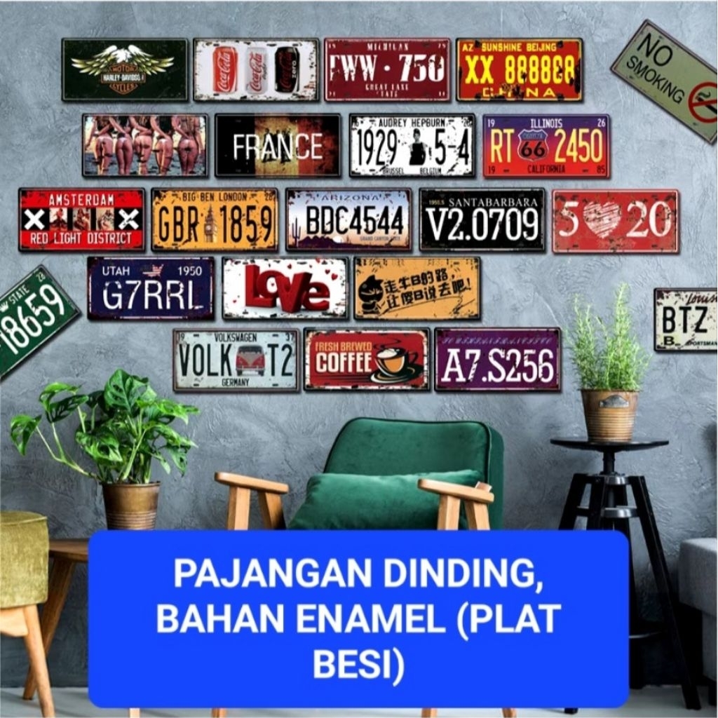 Jual poster plat besi enamel 30x15cm pajangan dinding poster plate home ...