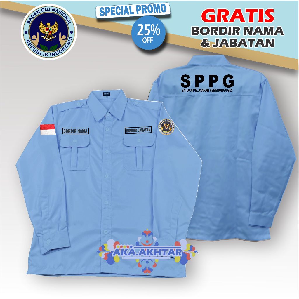 Jual KEMEJA SPPG BGN LENGAN PANJANG FULL BORDIR | SERAGAM SPPG TERBARU ...