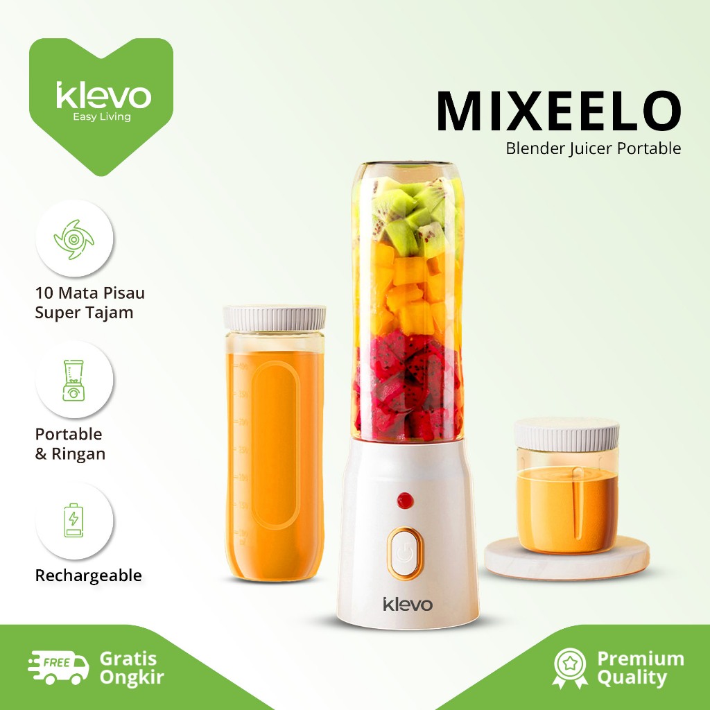 Jual KLEVO Mixeelo Blender Jus Portable 10 Mata Pisau Juice Cup Mini ...