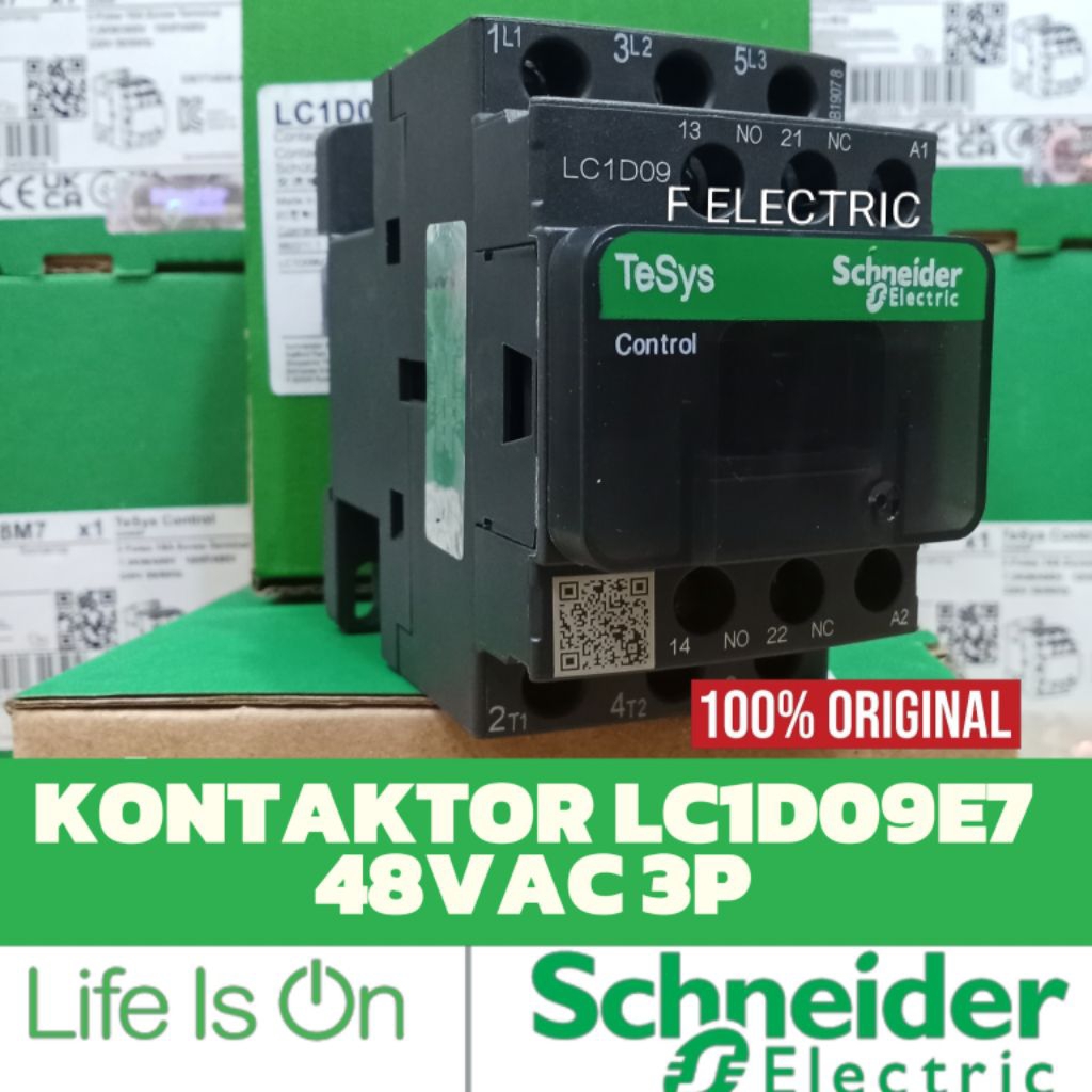 Jual Contactor kontaktor LC1D09E7 lc1d09 e7 48vac 3p 9a schneider ...