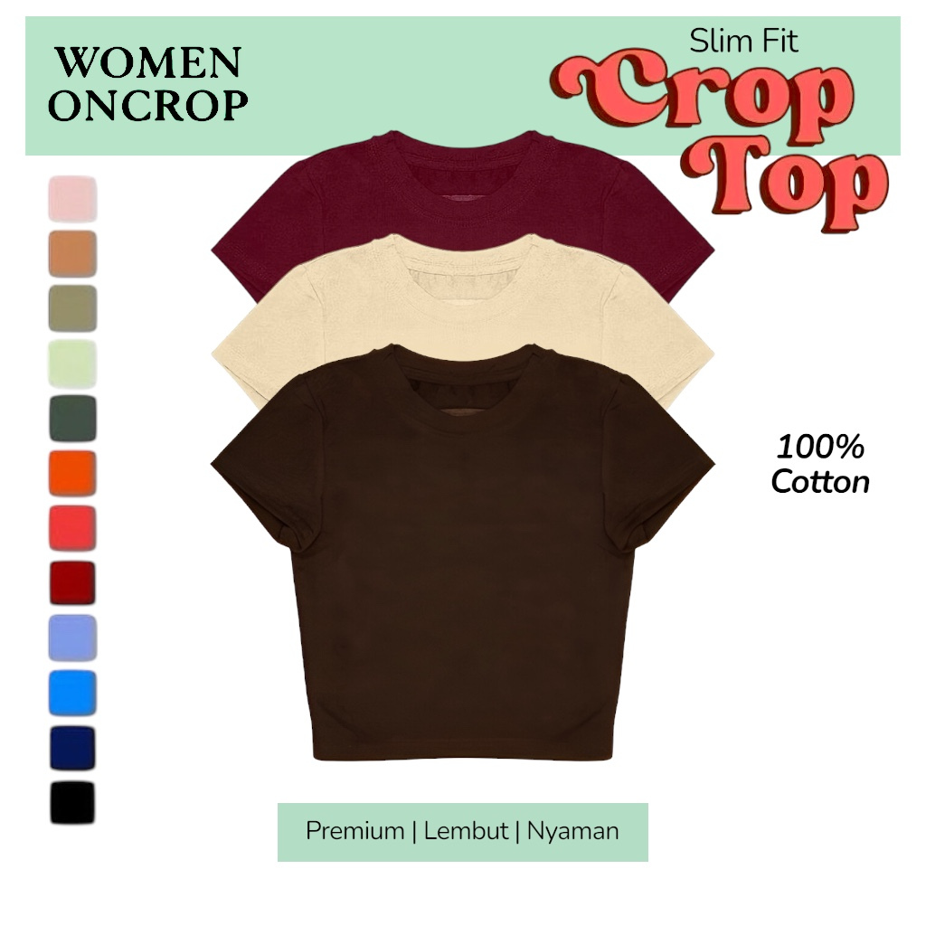 Jual BASIC CROP TOP SLIM FIT LENGAN PENDEK KAOS CROP TEE Crop Top Baju ...