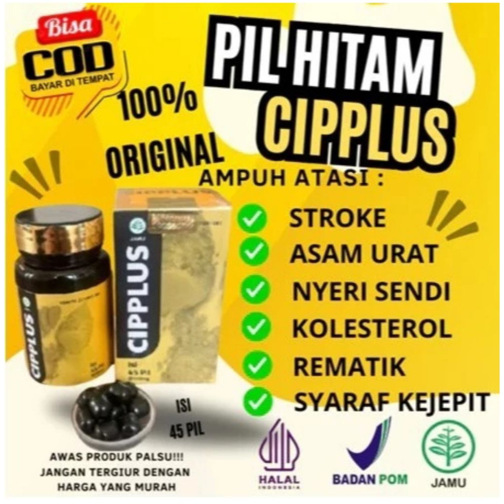 Jual Cipplus Pil Hitam Herbal 45 Butir Memelihara Sendi Saraf dan ...