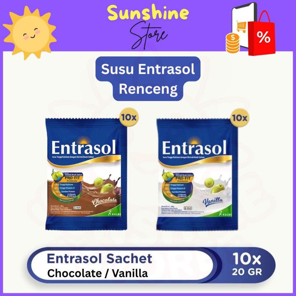 Jual Entrasol Sachet Chocolate / Vanilla (10 sachet x 20g) Susu Tinggi ...