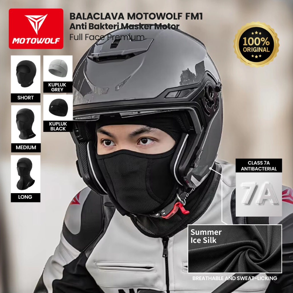 Jual Masker Motor Balaclava Motowolf FM1 Premium Anti Bakteri Ice Silk ...