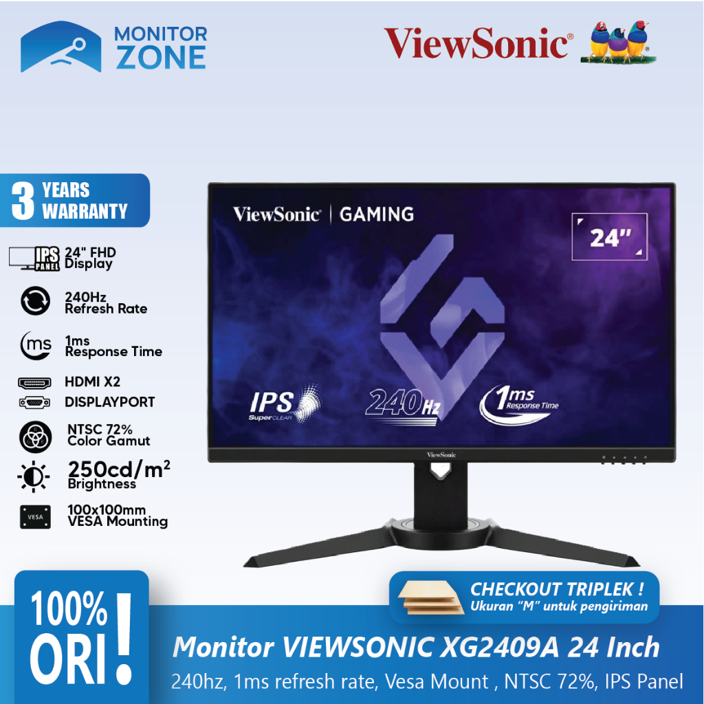 Jual VIEWSONIC LED Monitor Gaming XG2409A 24" IPS FHD 240Hz 1ms AMD ...