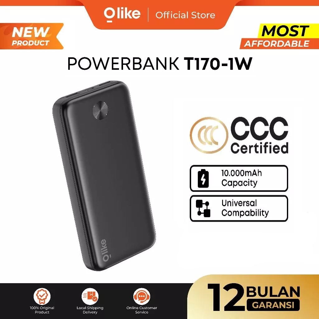 Jual OLIKE Power Bank P102S Powerbank CCC 10000mAh 2.1A Dual Output USB ...
