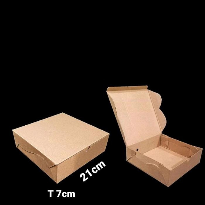 Jual (10 Pcs)Box Kemasan Nasi Sayur 21x21x7cm Dus Eflute Coklat Polos ...