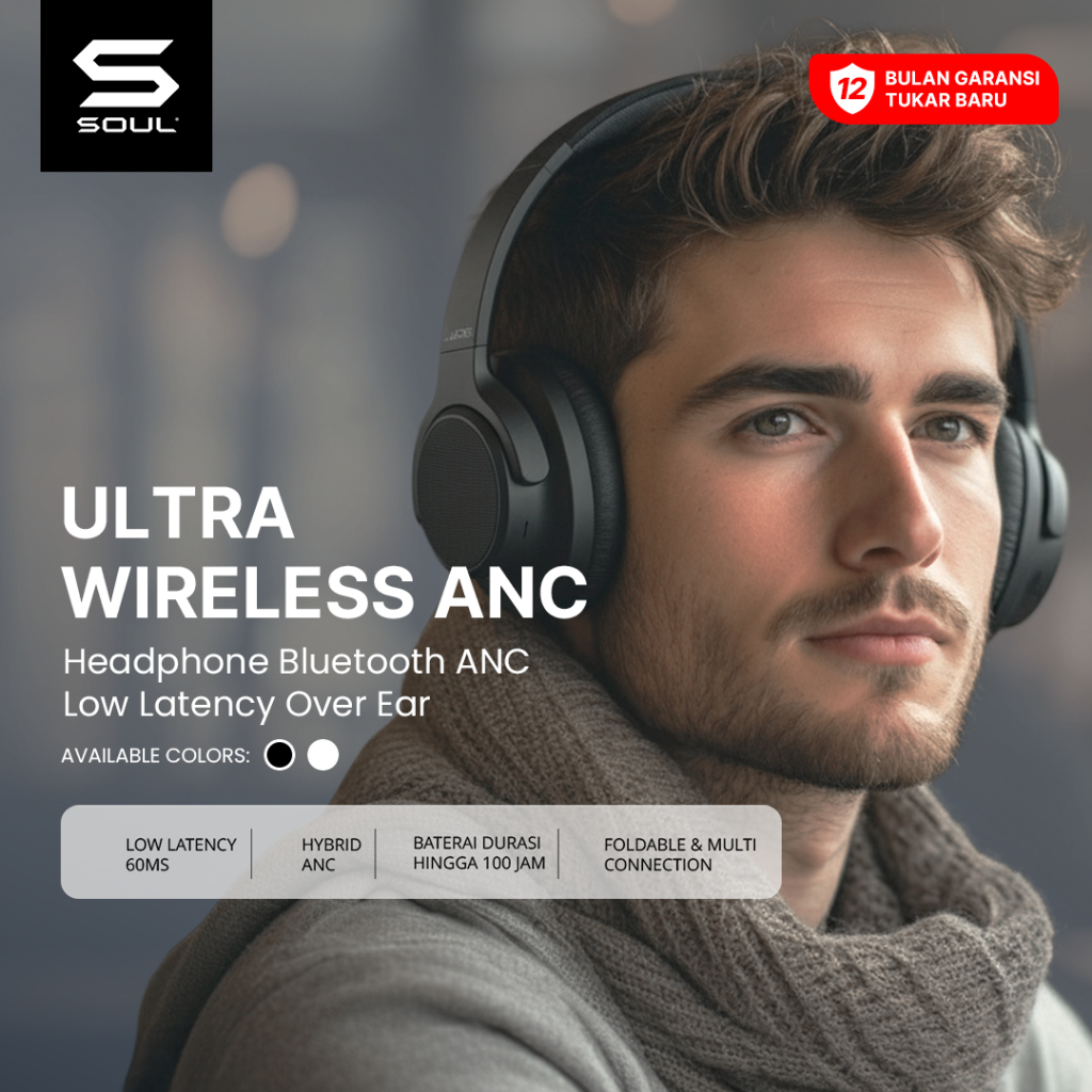 Jual SOUL Ultra Wireless ANC Headphone Bluetooth Adaptive Noise ...