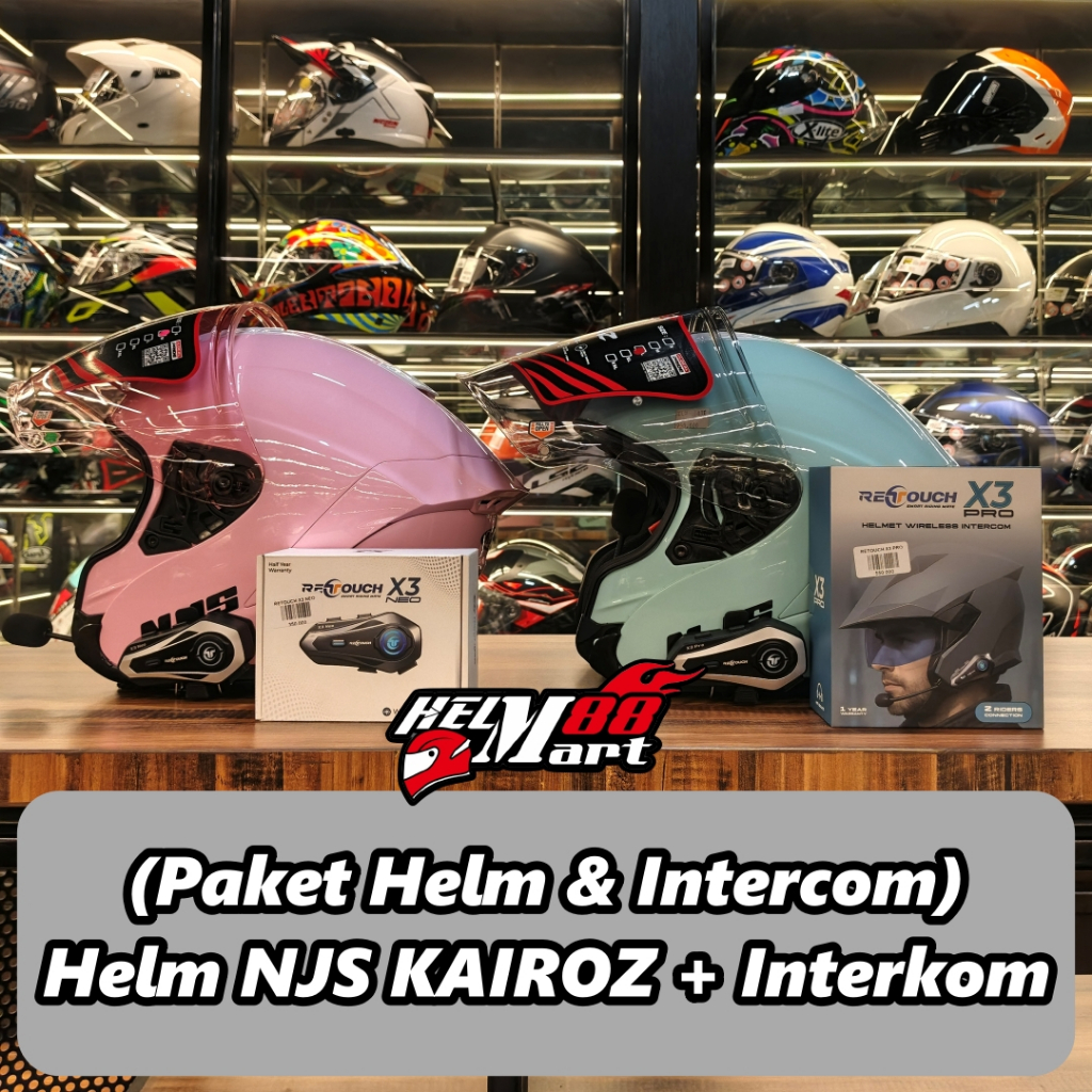 Jual Helm NJS KAIROZ + Interkom Waterproof X3 PRO NEO (Paket Helm ...