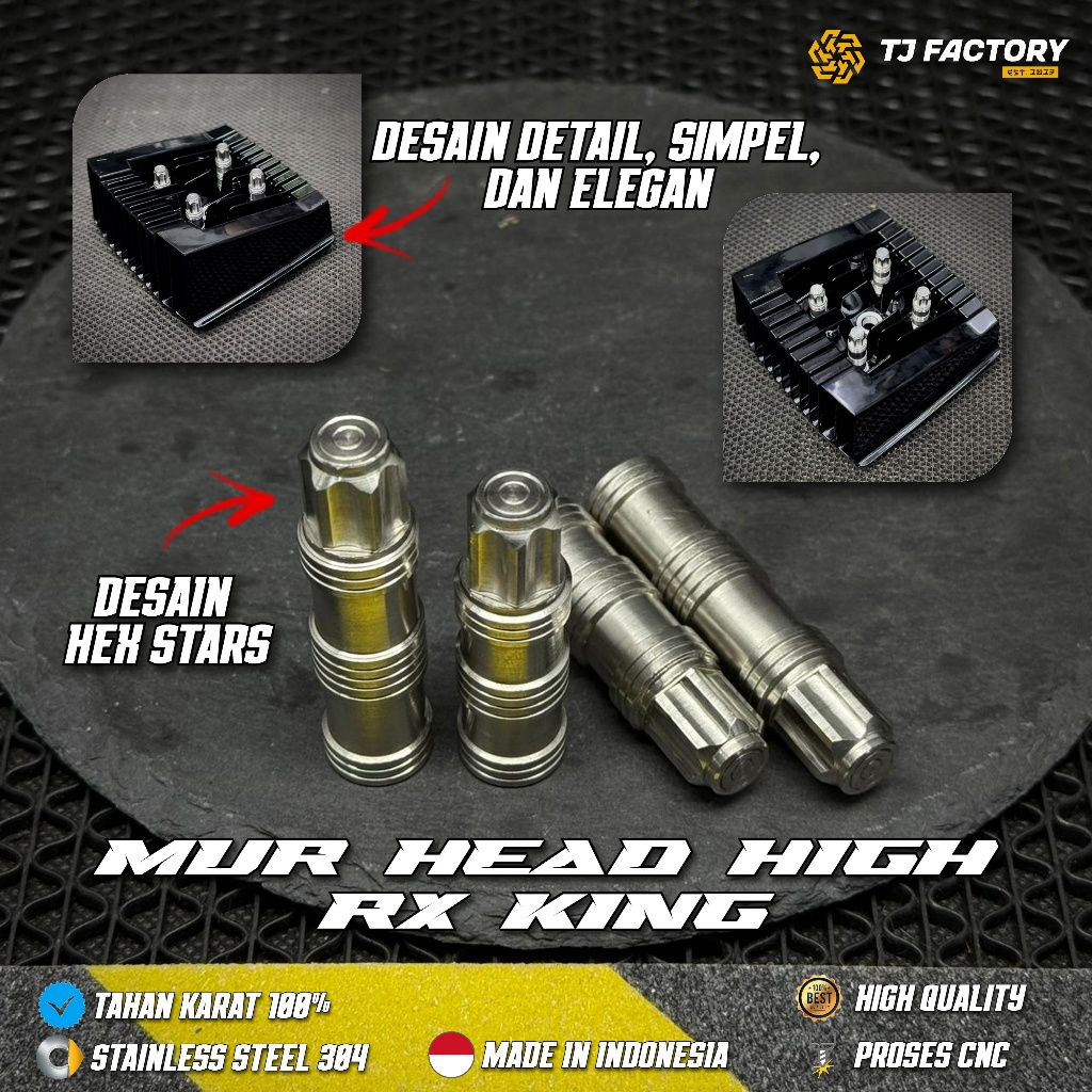Jual 1 Set Mur HEAD HIGH RX KING RX K RXS SPESIAL Stainless CNC Star ...