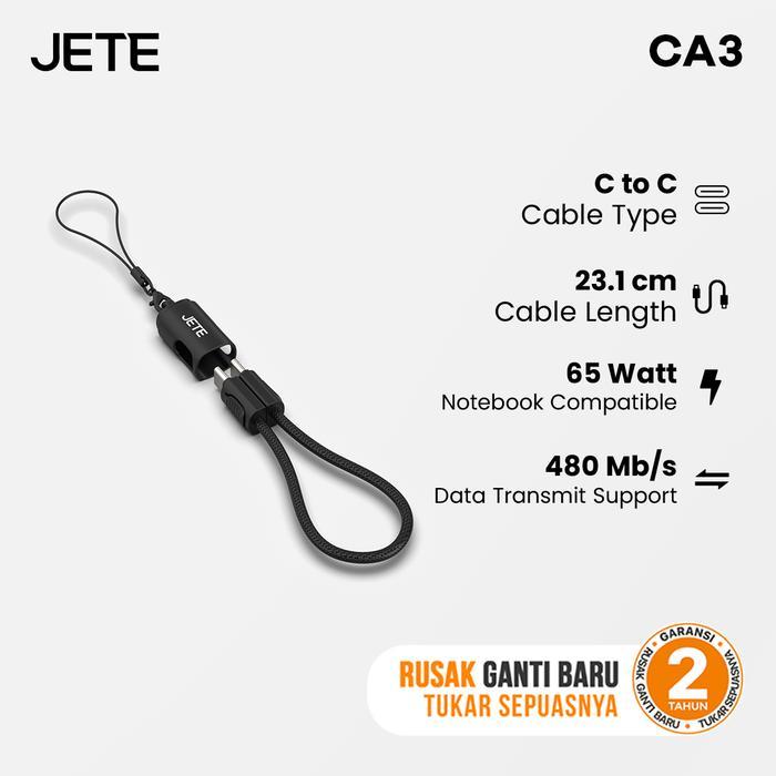 Jual Kabel Data JETE CA3 Kabel Charger Keychain USB Type C to C 65W ...