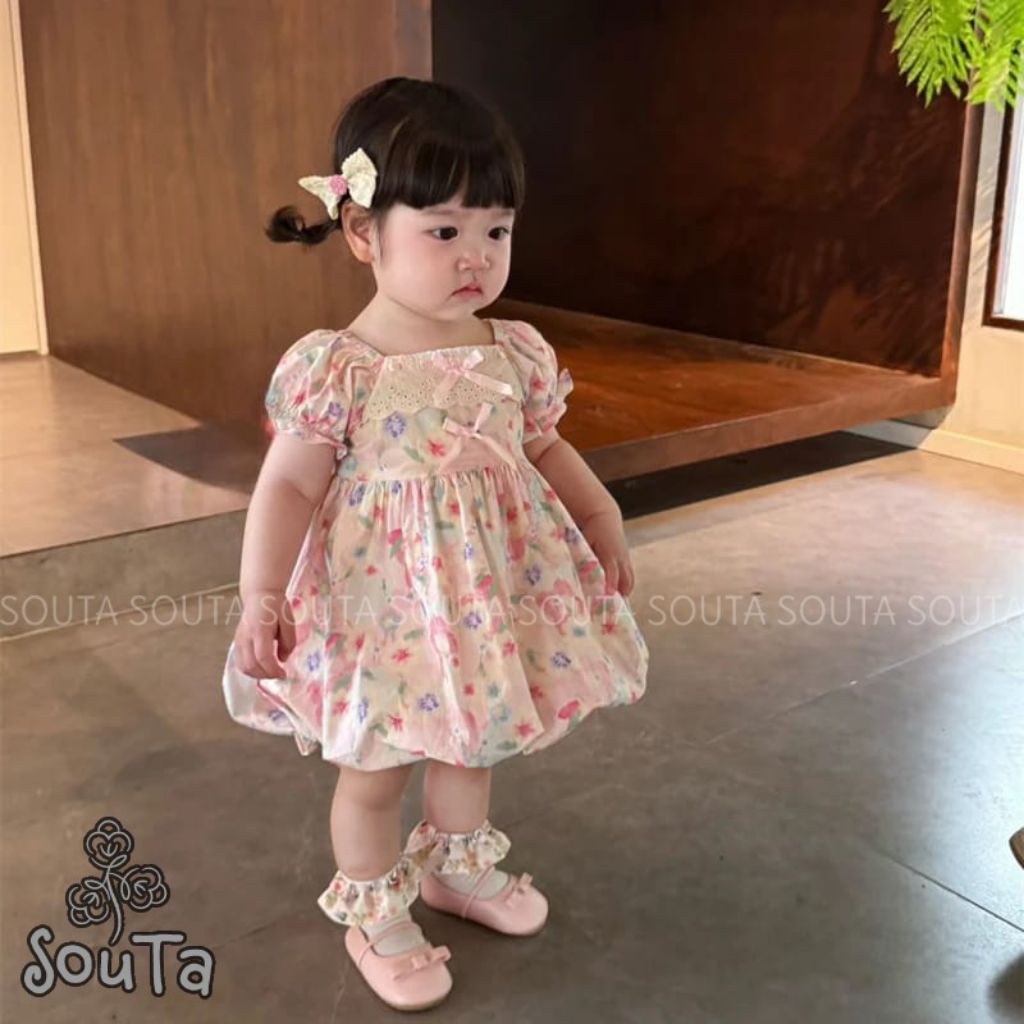 Jual Souta Mirai Dress (5102) Dress Anak Pinky Floral | Shopee Indonesia