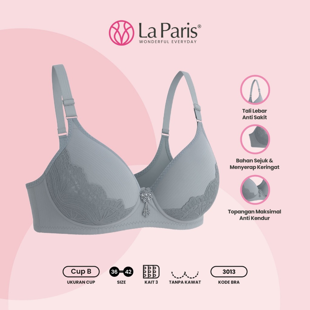 Jual LA PARIS Bra Wanita Push Up Super Soft Tanpa Kawat Kait 2 36-42 ...