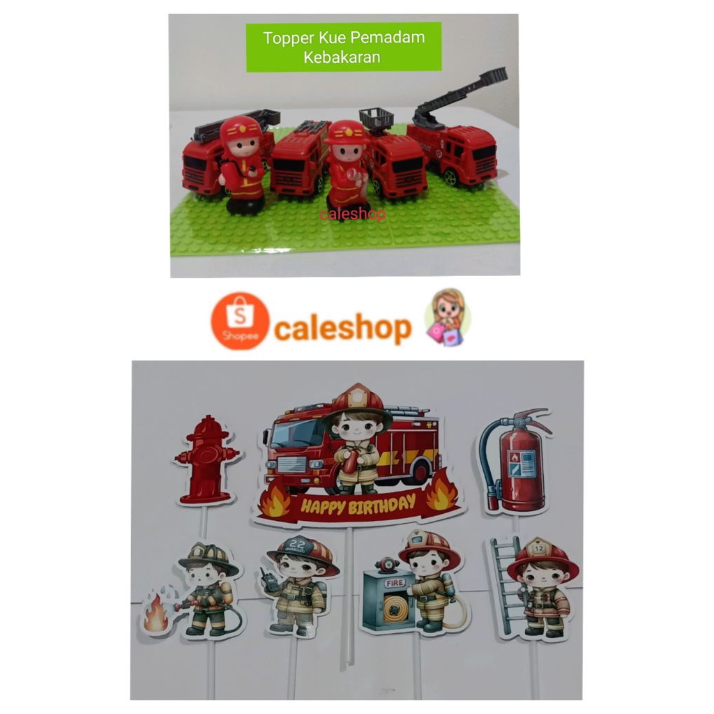 Jual Topper Kue Topper Kertas Ulang Tahun Mobil Pemadam Kebakaran ...
