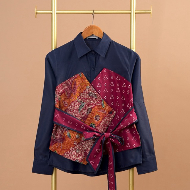 Jual Atasan Wanita Batik A1170 GHEA Navy | Shopee Indonesia