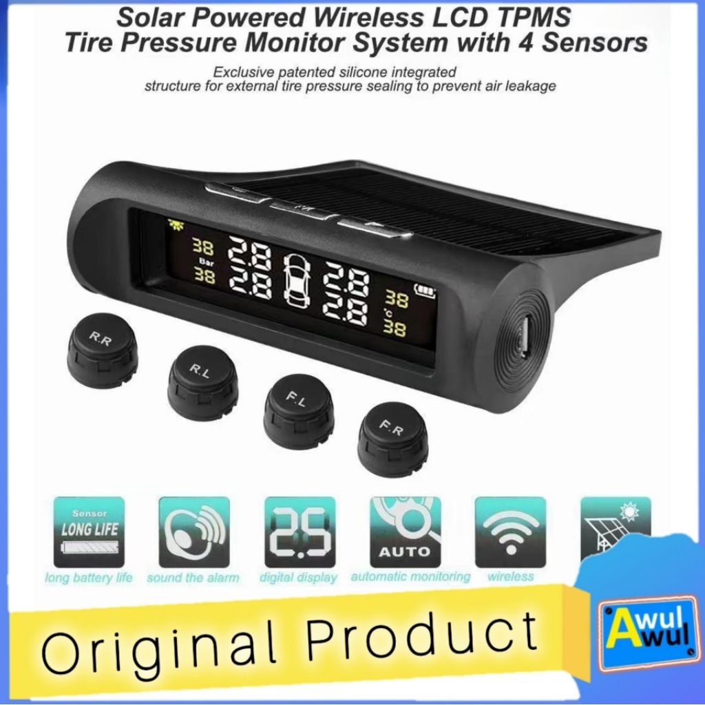 Jual TPMS Universal Tenaga Matahari + 4 Pentil Wireless Sensor Pembaca ...